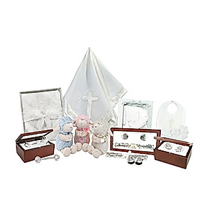 Stephan Baby Satin-Lined Rosewood Keepsake Box with Silver Plated Birth Certificate Holder, First Tooth and First Curl Boxes