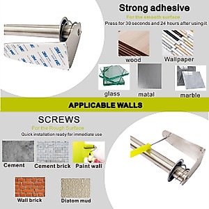 Under Counter Paper Towel Holder Under Cabinet or Wall Mount ,Single Hand Operable,Self Adhesive or Screw Mounting for Kitchen, Sink, Bathroom,Stainless Steel,Retractable