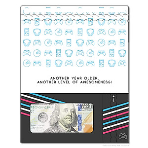 ZipGifts Birthday Card | Zip-Open Money Holder w/Clear Plastic Window for Cash, Check, & Gift Card (Game On)