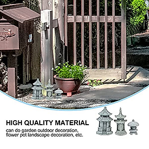 generic 3Pcs Mini Pagoda Statue Japanese Style Pagoda Lantern Mini Fairy Decor for Garden Patio Micro Landscape Yard Bonsai