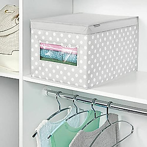 Child/Kids Fabric Closet Storage Box, Large, Polka Dot - Gray/White
