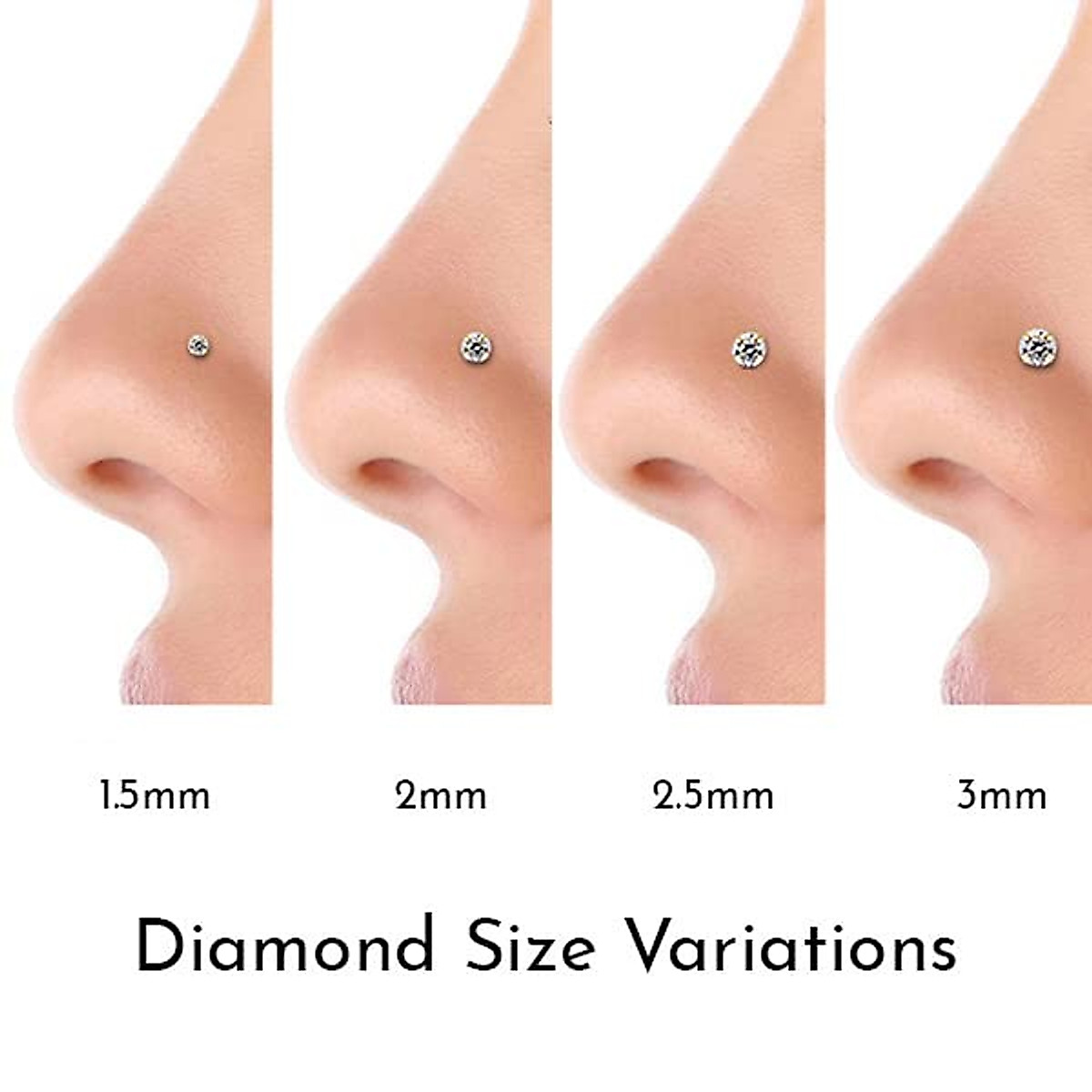 FreshTrends SI1-1.5mm (0.015 ct. tw) Diamond 14K White Gold Nose Ring Bone - 20G