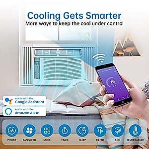 Acekool 6000 BTU Smart Air Conditioner Window Unit, 110-115V Window AC Unit with Remote/App Control and Dehumidify Function, Energy Savings, Quiet Operation, Cools 250 Sq.ft
