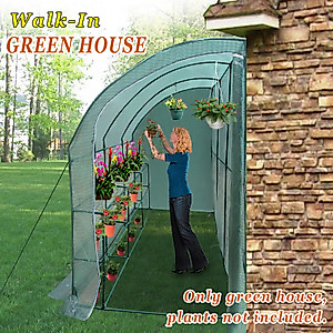 Strong Camel Greenhouse Walk in Outdoor Portable Green House UV Protected Plant Gardening Greenhouse, 10'x5'x7' (Green)