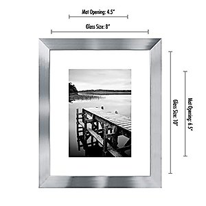 Americanflat 8x10 Picture Frame in Silver - Displays 5x7 with Mat and 8x10 Frame Without Mat - Composite Wood with Polished Glass - Horizontal and Vertical Formats for Wall and Tabletop