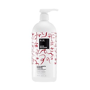 IGK GOOD BEHAVIOR Ultra Smooth Shampoo Liter | Frizz Control + Hydrates + Shine | Vegan + Cruelty Free | 33.8 Oz