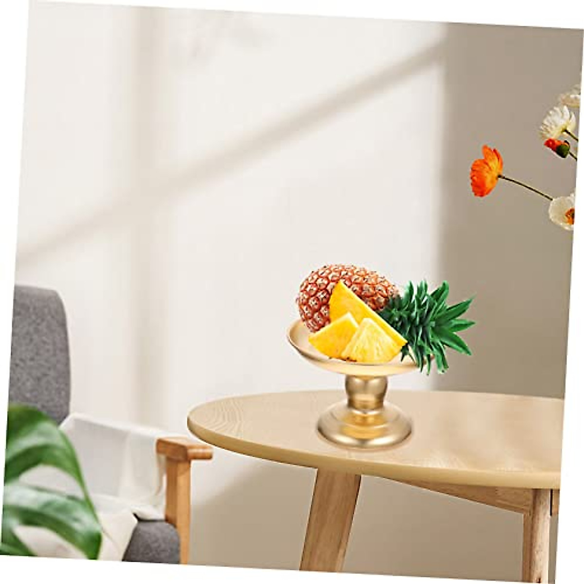 Didiseaon 3pcs Platter Candy Kitchen Food Storage Nuts Bowl Fruit Golden Snack Stand Trifle Metal Household Center Dessert Iron Pan Display Dish Plates for Container Rack Round Footed