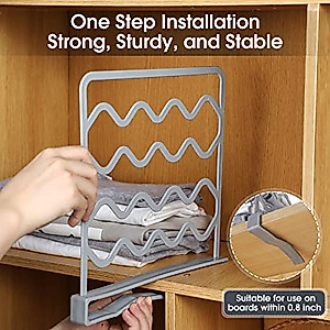 Tatuo Closet Shelf Dividers Closet Shelf Organizer Shelf Separators Multifunctional Closet Shelving Pieces Cabinet Storage Organization for Wardrobe Bedroom Kitchen Bathroom (Light Grey, 24 Pcs)