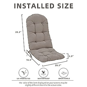 Indoor Outdoor Adirondack Chair Cushion, Patio Rocking Chairs Cushions, Waterproof Sun Protection (Brown)