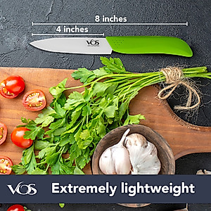 Vos Ceramic Paring Knife - Ceramic Knife 4 Inch Zirconia Blade With Sheath Cover - Handle Fruit and Vegetables Kitchen Knife (Green)