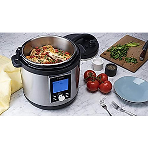 Zavor LUX LCD 8 Quart Programmable Electric Multi-Cooker: Pressure Cooker, Slow Cooker, Rice Cooker, Yogurt Maker, Steamer and More - Stainless Steel (ZSELL03)