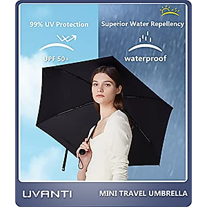 UVANTI Umbrella Small Mini Umbrella with Case - 6 Ribs Light Folding Compact Travel Umbrella Lightweight Portable Parasol for Backpack Purse - Sun & Rain Pocket UV Umbrellas for Kids Girls Boys Women