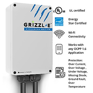 Grizzl-E New Level 2 Smart EV Charger, 16/24/32/40 Amp, NEMA 06-50/14-50 Plug, 24 feet Premium, Indoor/Outdoor Car Charging Station (White, NEMA 06-50)