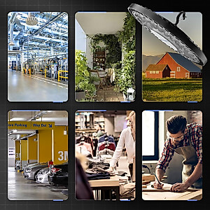 POLARPRA LED High Bay Light 200W, 30KLM 6500K UFO High Bay LED Shop Light with 6ft US Plug Cable, IP65 120VAC Commercial Bay Lighting Fixture for Warehouse Workshop Factory Gym Garage Barn