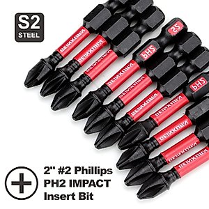 Geinxurn Impact Tough #2 Phillips 2 in. Insert Driver Bits,50Pack PH2 Screwdriver Bits Set with 1Pcs Impact Bit Holder,Bulk