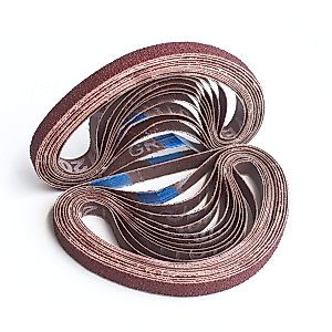 Aiyard 3/8 x 13 Inch Aluminum Oxide Sanding Belts, 4 Each of 40/60/80/120/180/240 Assorted Grits Abrasive File Belts for Air Belt Sander, 24-Pack