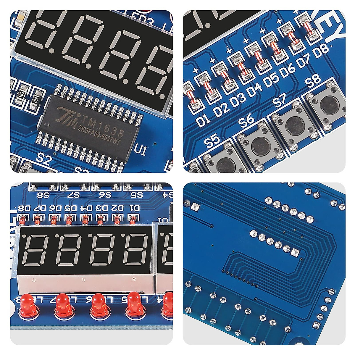 AITRIP 4PCS 8-Bit LED Digital Tube 8 Keys TM1638 Display Module Compatible with AVR for Arduino ARM