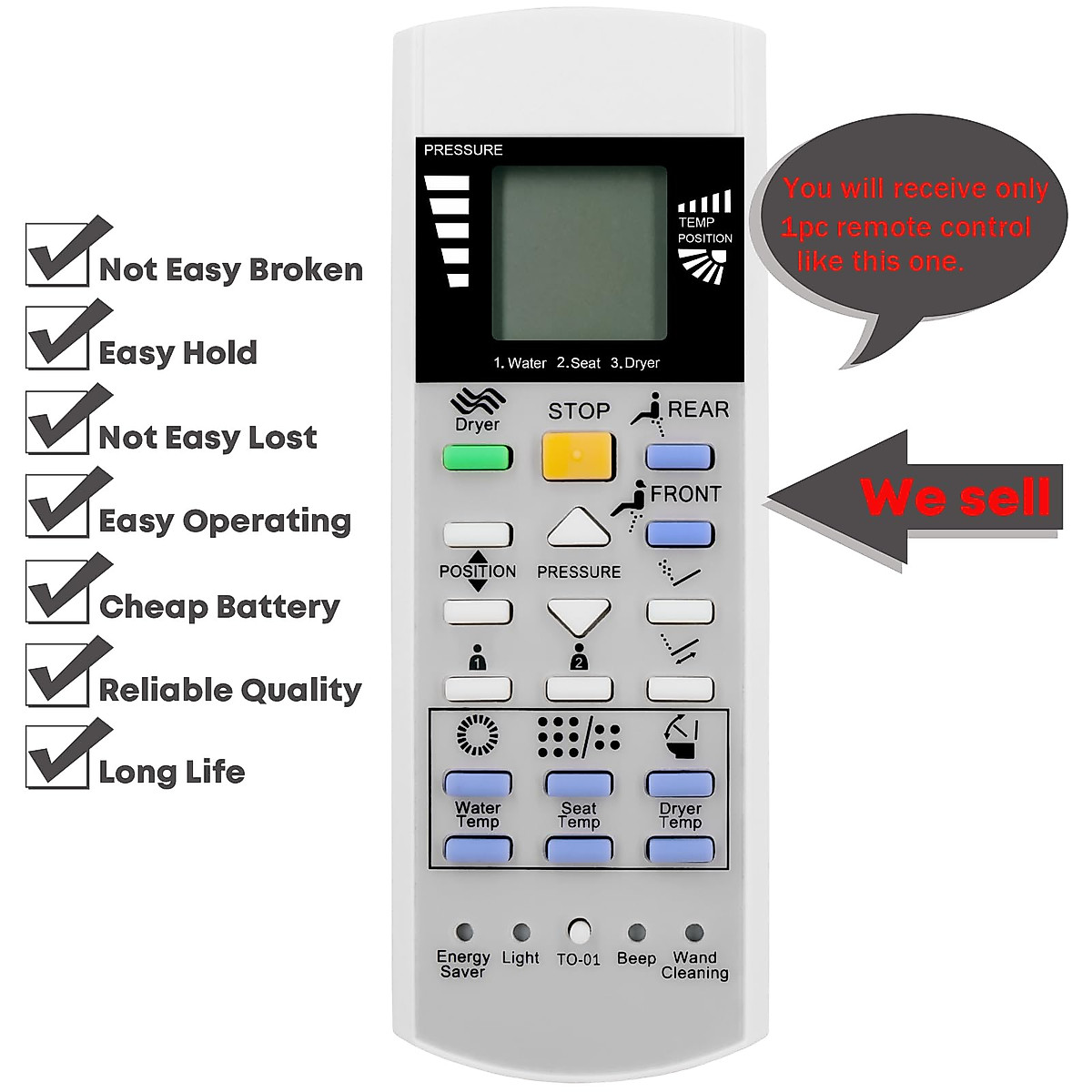 Replacement Remote Control for TOTO Washlet Neorest Bidet Toilet Seat THU6210 MS922CUMFG G450 TCF894CG TCF895CG TCF896CG TCF897CG WASHLET RG TCF34270GEU TCF34170GEU TCF34120GEU TCF34120GGB