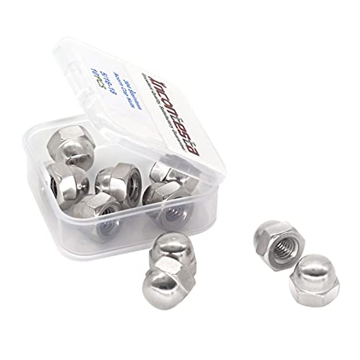 10pcs 5/16-18 Acorn Cap Nuts, INCONTESTA 304 Stainless Steel Hex Acorn Cap Nut, Decorative Round Head Cover Dome Nuts