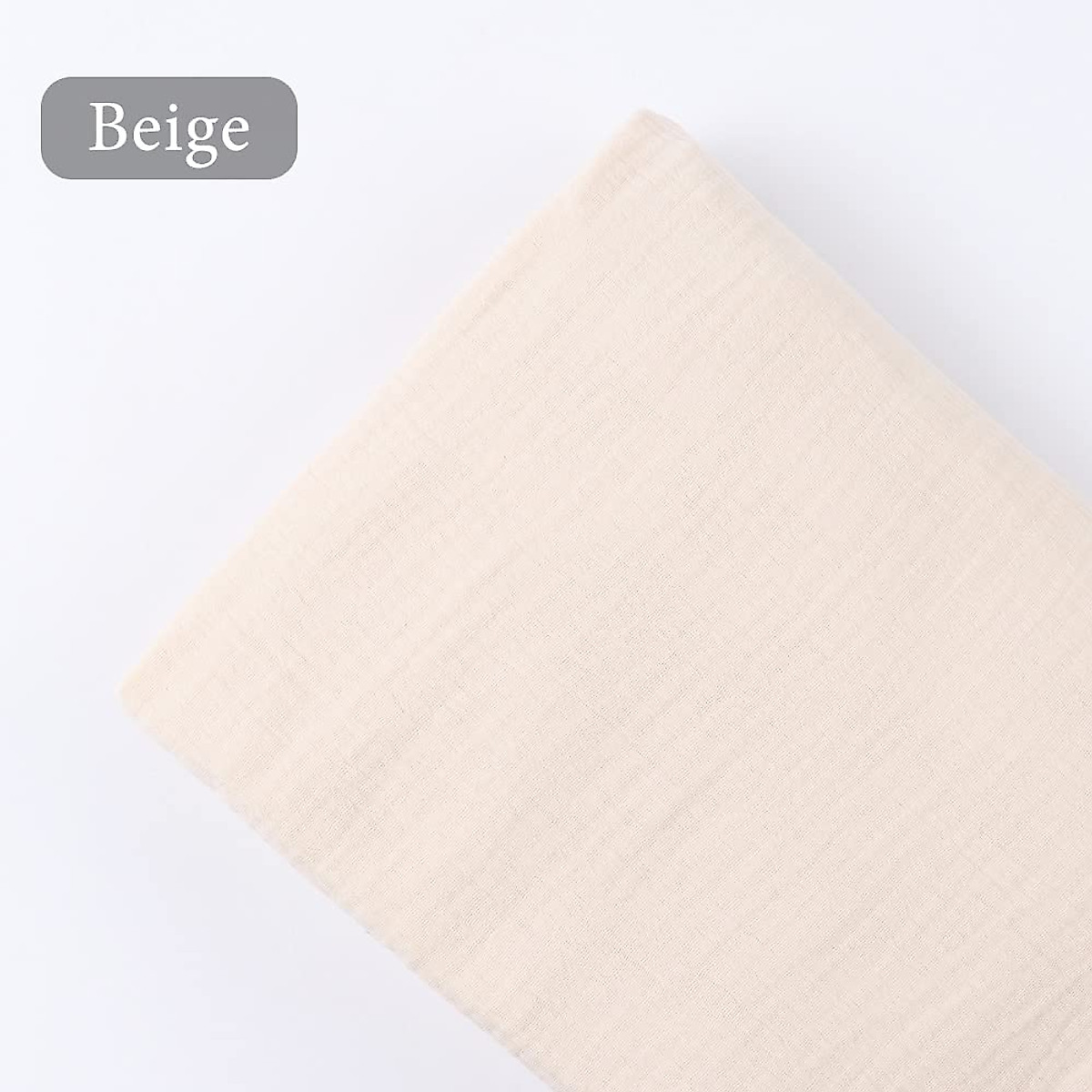 Wrinkle Gauze Cotton Material Quilting Sewing Craft Fabric Table Runners Decor Cloth for Party, Wedding Cheesecloth Kitchen Cooking (1 Yard, Beige)