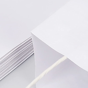 Oikss Each 100 Pack Small & Medium White Kraft Paper Gift Bags with Handles Bulk