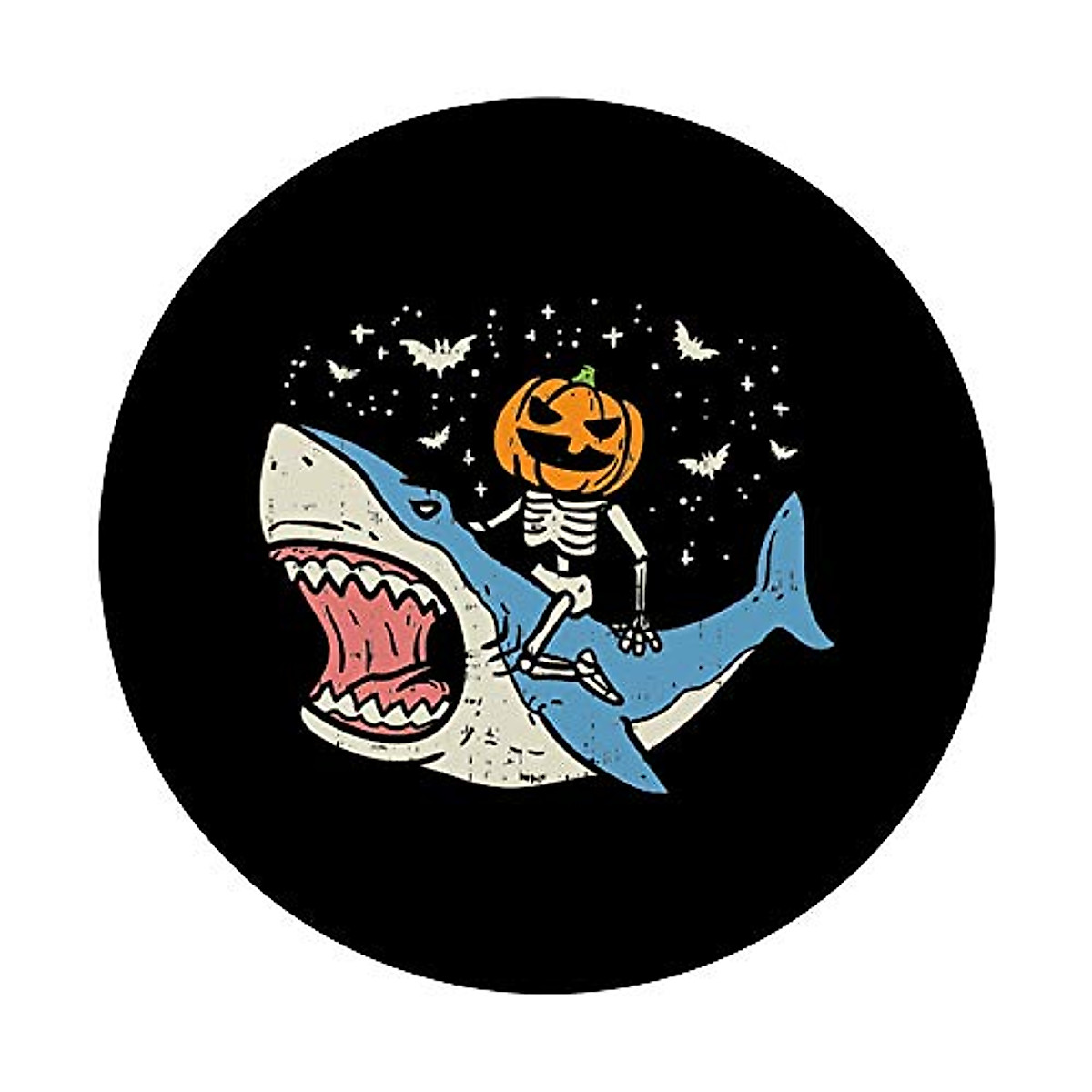 Pumpkin Skeleton Riding Shark Bats Halloween Costume Kids PopSockets PopGrip: Swappable Grip for Phones & Tablets