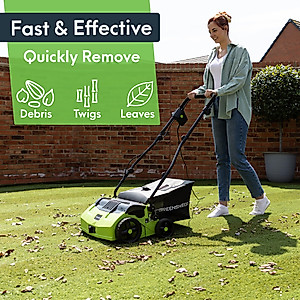 GreenSweep V2 - Artificial Grass Electric Sweeper Rake Vacuum 45L Collection Bag,5 Adjustable Heights, Foldable Handle & Extra Brush