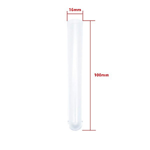 Eowpower 10ml 16x100mm Clear Plastic Test Tubes with Blue Caps, Pack of 50