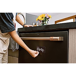 Black and White Wood Clean Dirty Dishwasher Magnet, Reversible Dish Washer Sign, Double Sided Strong Kitchen Flip Indicator, Bonus Universal Magnetic Plate, Neutral Rustic White and Black Magnet