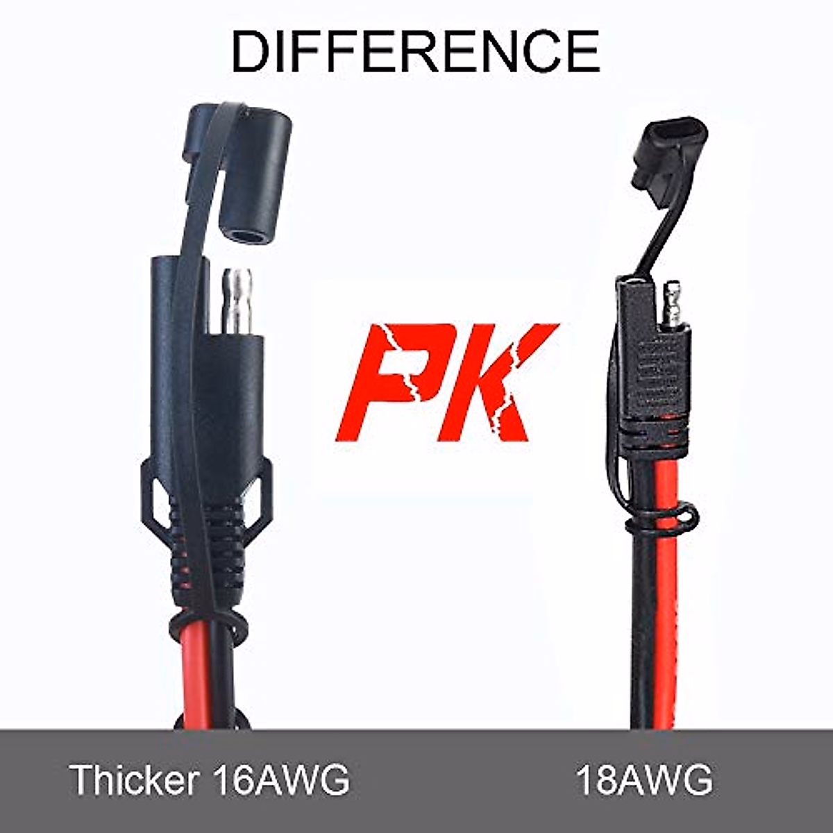 AEISVIK Battery Charging Cables SAE TO SAE 12V-24V Quick Disconnect Extension Cable 2 Pin With Dust Cap DC Connection Cord Plug 12 Feet 16AWG Gauge for Camp Trailer Solar Panels Battrey