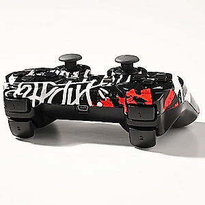 Drimoor 2 Pack Wireless Controller for PS3 - Double Vibration Motion Sense Remote Compatible with Playstation 3 with Charging Cable and Thumb Grip Caps