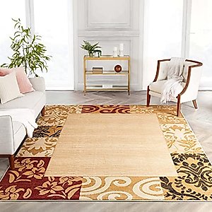 Well Woven Dulcet Damask Ivory Transitional Area Rug 5' X 7'2''