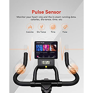 UREVO indoor Cycling Bike, Stationary Exercise Bike 350 lbs Weight Capacity，Ipad Mount, Comfortable Seat Cushion, Silent Belt Drive Cycle Bike for Home Workouts Gym