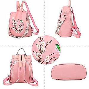 Miaopu Embroidered Anti-theft Backpack,Glitter Embroidery Women Backpack Purse,Stylish College School Backpack (Blue), One Size