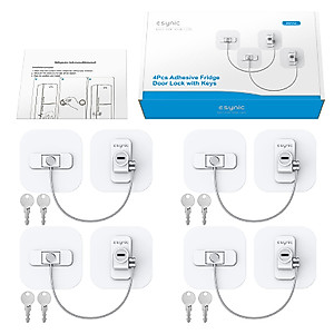 eSynic 4Pcs Fridge Lock Refrigerator Lock Fridge Locks for Adults Child Safety Locks Refrigerator Lock for Kids Fridge Child Locks with Keys Perfect for Fridge Freezers Cabinets etc