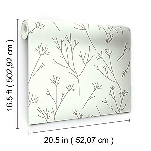 RoomMates RMK11678WP Brown and White Twigs Peel and Stick Wallpaper,Brown & White, Roll