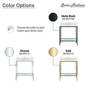 Swiss Madison Well Made Forever Pierre 24 Single, Freestanding, Matte Black Metal Frame Bathroom Vanity