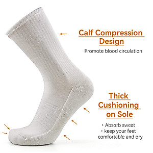 JSPA 4 Pack Men's Soft Wool Socks Women's Non Blister Workout Elastic Top Merino Wool Thick Cushion Climbing Hiking Backpacking Socks for Winter Cold Weather, Large, White