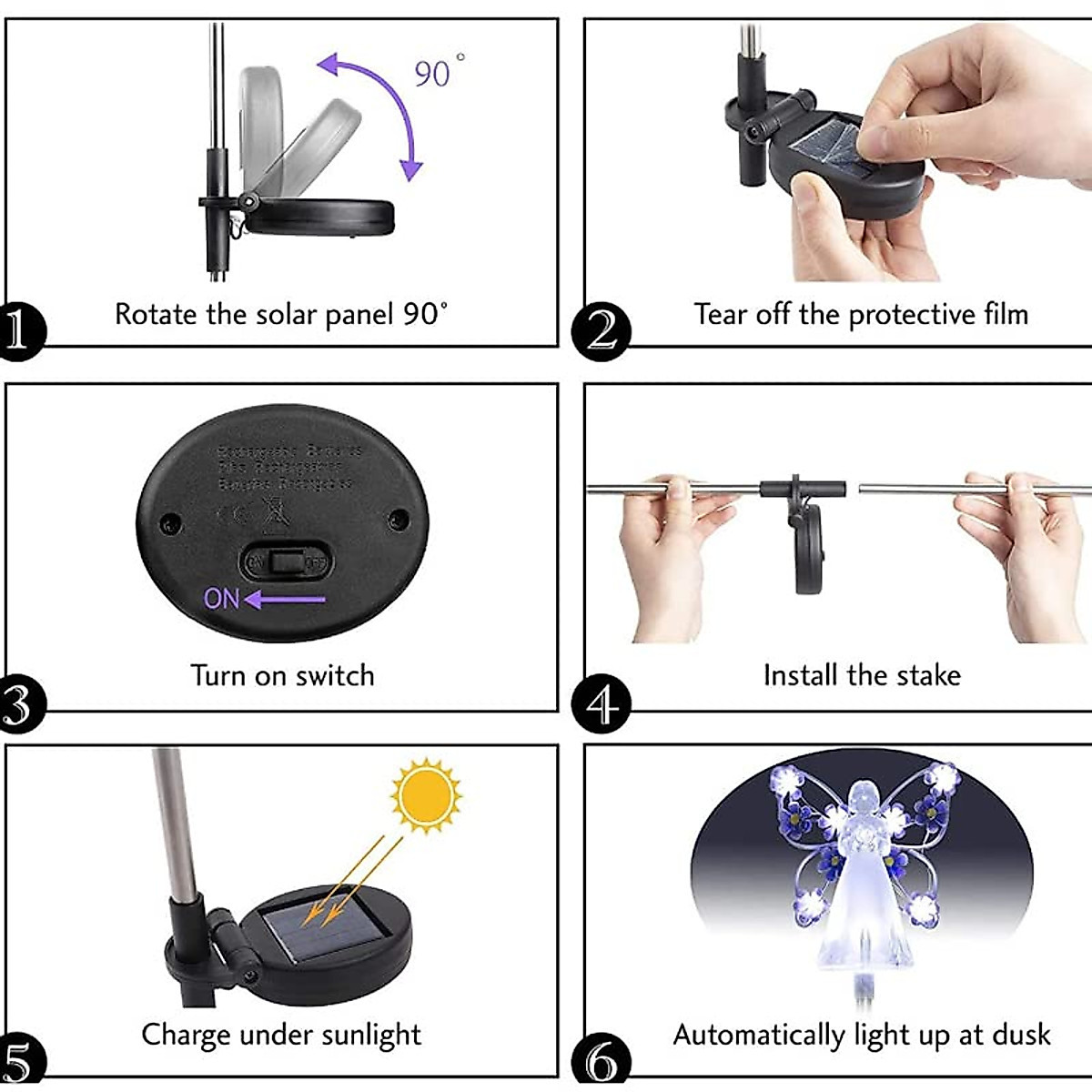 soputry Waterproof Solar Angel Lights, 2023 New Solar Angel Garden Stake Lights, Solar Powered Decorative Light for Garden Yard Patio Cemetery Grave Decorations (Yellow)