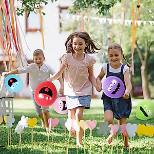 AnyDesign 65pcs Monster Bash Latex Balloons, 12inch, 5 Designs, Blue, Green, Pink, Purple, Red, Boys/Girls Birthday Party Supplies, Baby Shower Decorations