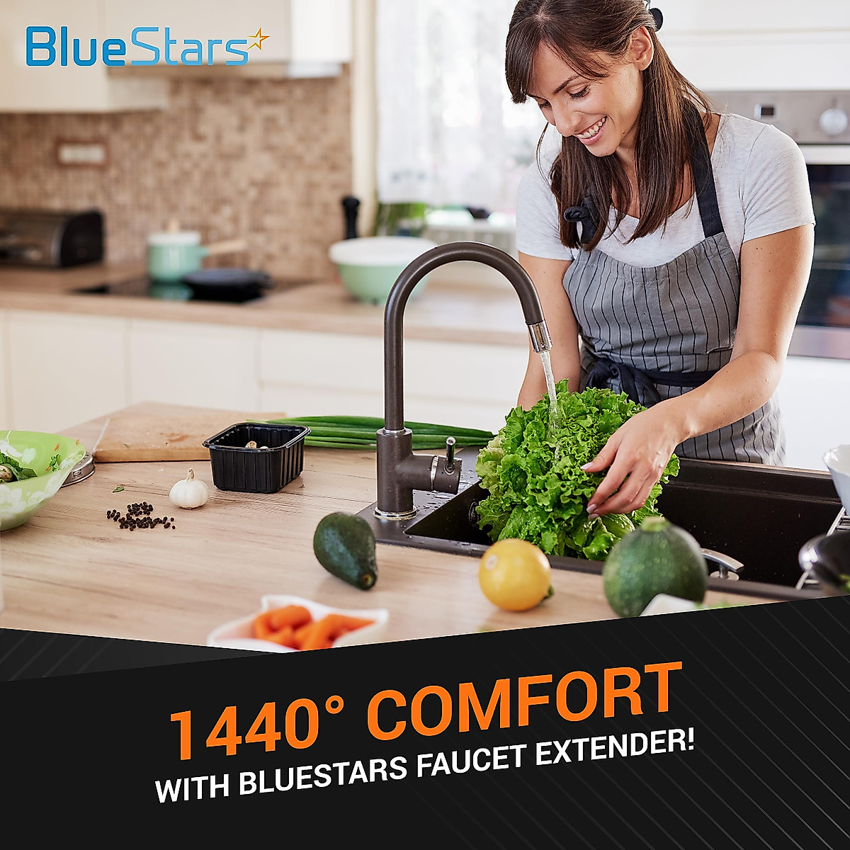 BlueStars Ultra-durable 1440° Rotating Faucet Aerator - Two Water Outlet Modes - Universal Splash Filter Faucet - For Bathroom/Kitchen Sink