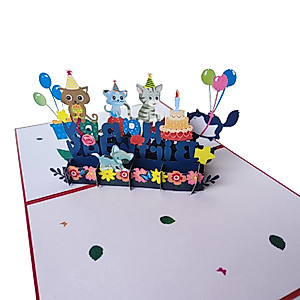 DUBRIX 3D Pop-Up Cat Birthday Card Funny and Whimsical Cat-Themed Greeting Card with envelope for Kids, Men, Women, Friends - Perfect for Celebrating Birthdays Parties - Unique Thoughtful Gift Large