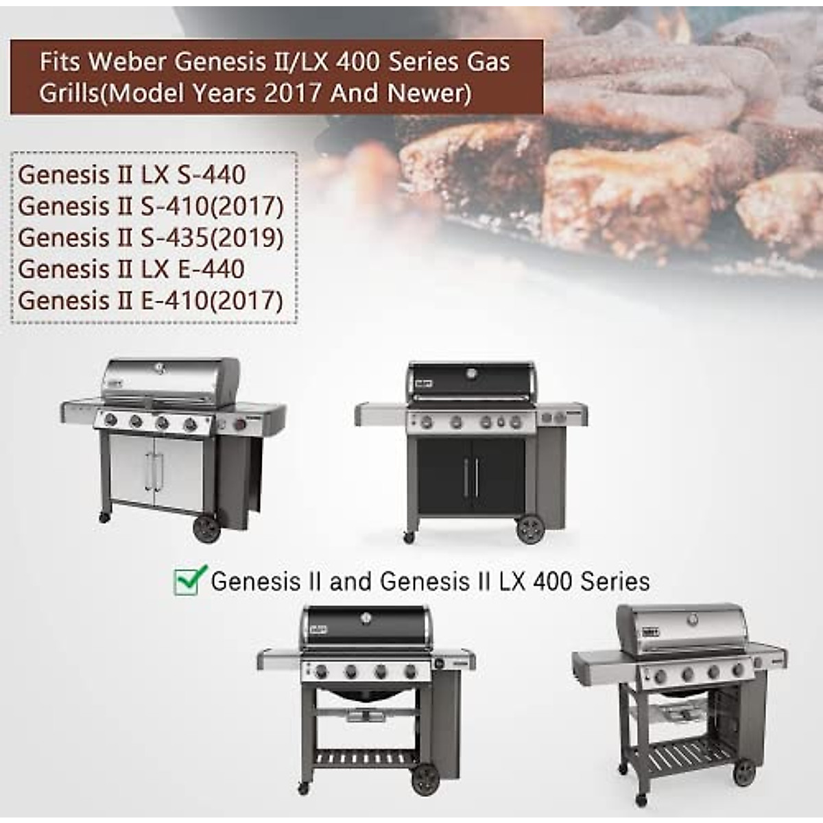Weber 304 Stainless Steel Heat Deflector and 66033 Flavor Bars for Weber Genesis II and Genesis II LX 400 Series, Genesis ll LX E-440/S-440, Genesis ll S-410/E-410, Genesis ll 435 Gas Grills
