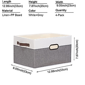 Yawinhe Collapsible Storage Bins,Cube Storage Bins, Fabric Foldable Storage Bins Organizer Containers with Dual Leather Handles SNK030WGXS-4