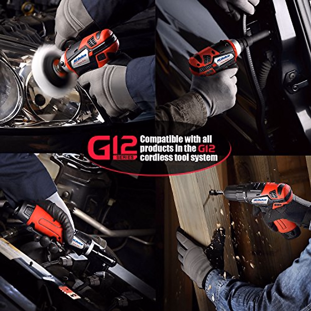 ACDelco ARW1201 G12 Series 12V Cordless Li-ion 3/8” 57 ft-lbs. Ratchet Wrench Tool Kit with 2 Batteries and Carrying Case