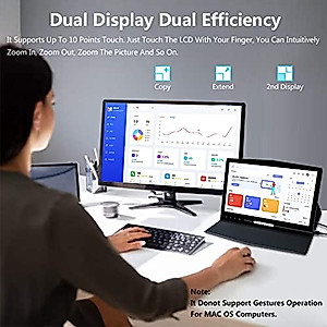 OLED Portable Touchscreen Monitor, 13.3" 2K 1MS Portable Gaming Monitor 100% DCI-P3 Ultra-Thin Computer External Display, External Second Screen USB C/HDMI Monitor with Smart Cover