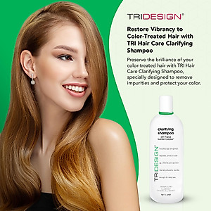 TRI Design Clarifying Shampoo – Designed to Removes Build Up for All Hair Types – Clarifying Shampoo for Curly, Fine, and Color Treated Hair – Purifying for Hard Water and Chlorine – 34 Oz