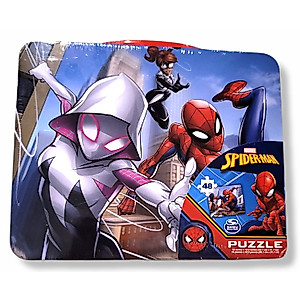 Spiderman Large Lunch Tin Box with 24pc puzzle inside