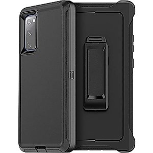 Case for Samsung Galaxy S20 FE 5G (2020) Heavy Duty Shockproof Drop-Proof Triple Layer Defense Cover 6.5” (Black with Belt Clip), Black