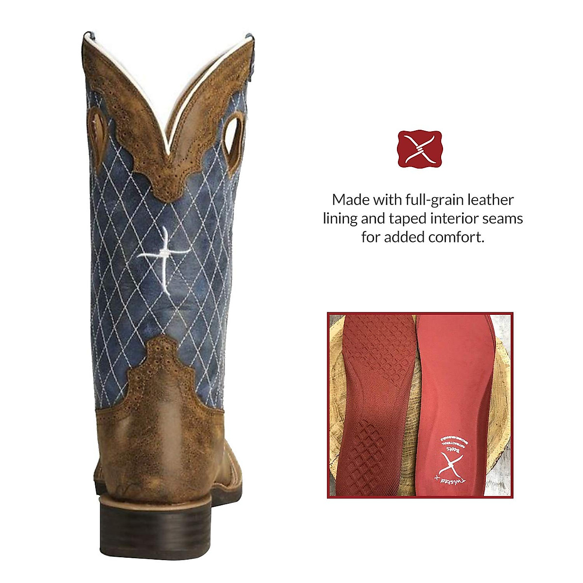 Twisted X Mens 14" Ruff Stock, Bomber & Blue, 9 D